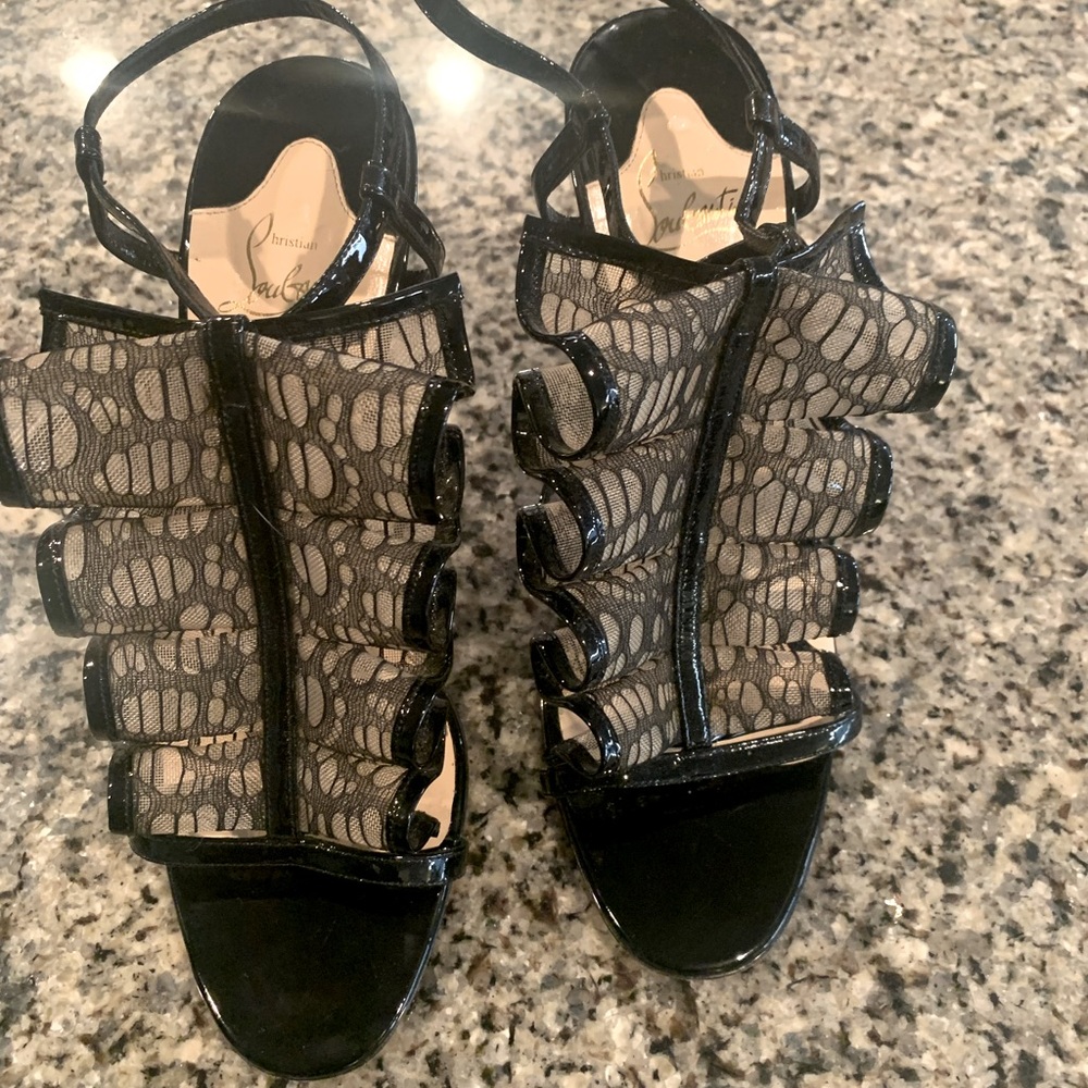 Christian Louboutin Black Ruffled Heels - Gem